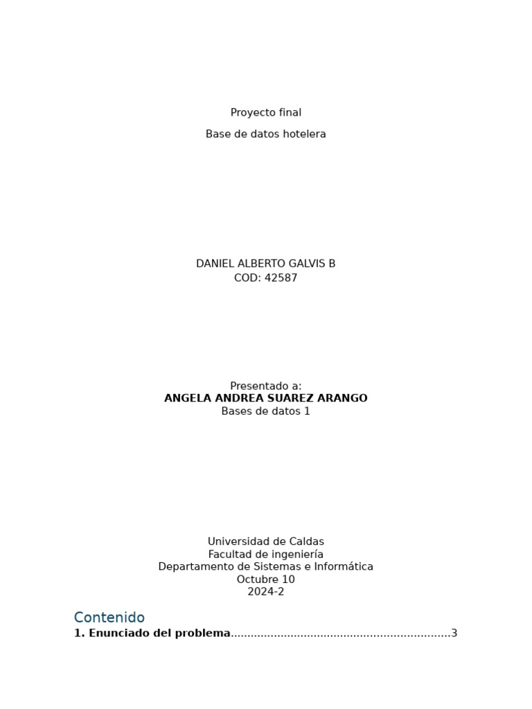 Proyecto Final Bases de Datos | PDF | Bases de datos | SQL