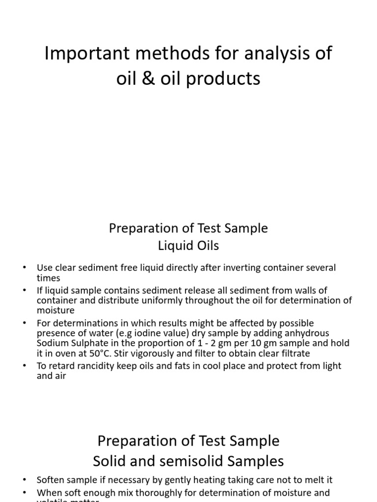 Oil Analysis Methods and Procedures | PDF | Differential Scanning ...