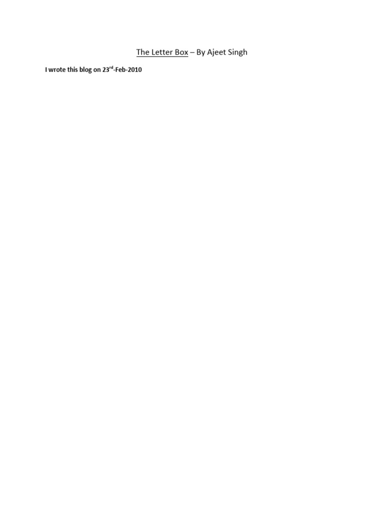 The Letter Box - by Ajeet Singh | PDF