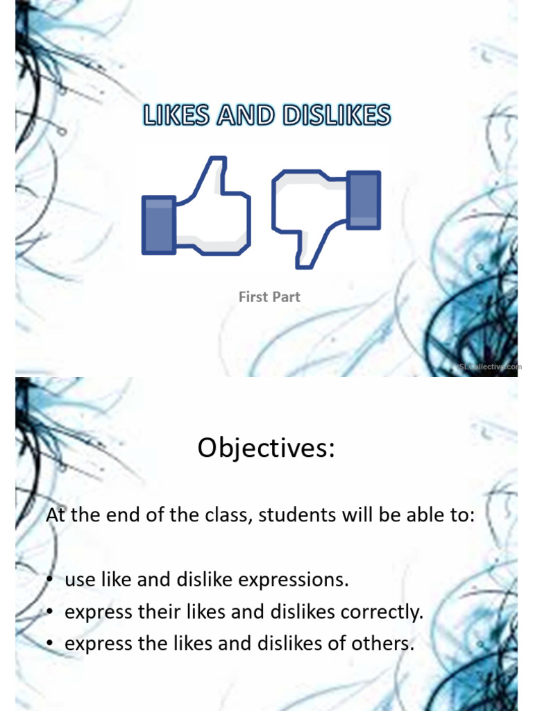 Likes and Dislikes | PDF | Verb | Pronoun