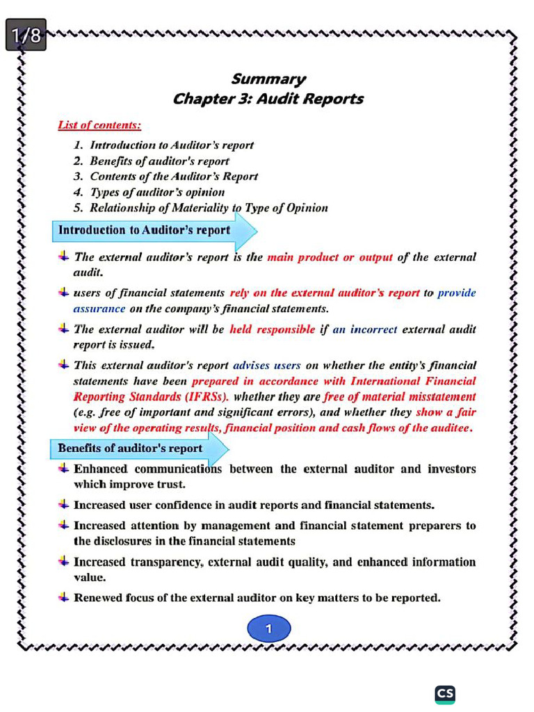 Summary Auditing Ch3 | PDF