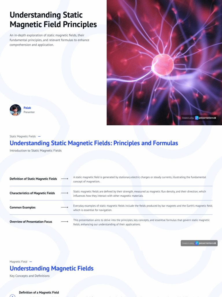 Static Magnetic Field Principles and Formulas Presentation | PDF