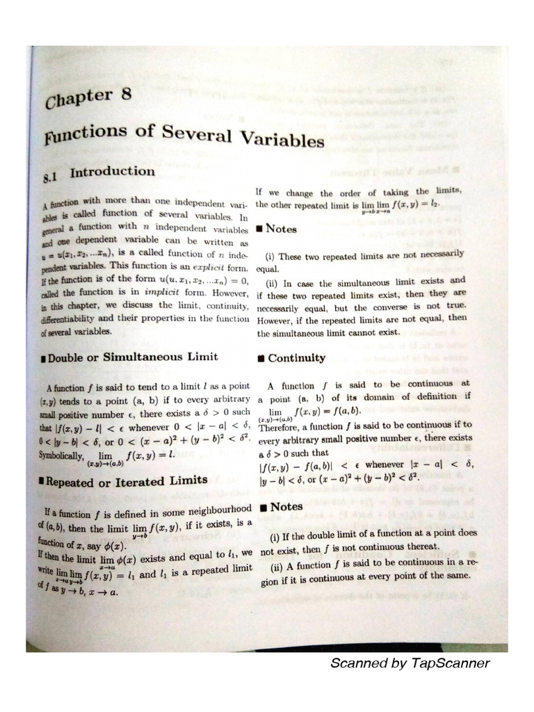 Function of Several Variable | PDF