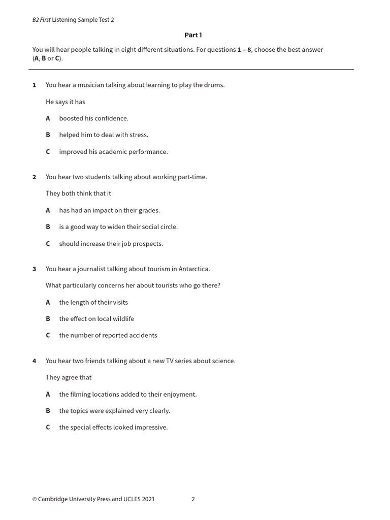 Complete First Practice Test Listening Paper (PDF - Io) | PDF