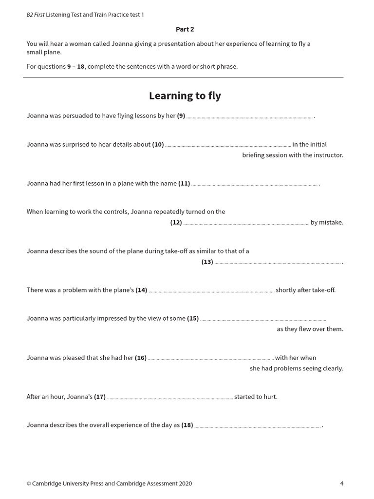 Complete First Test & Train Practice Test B2 First Listening (PDF - Io ...