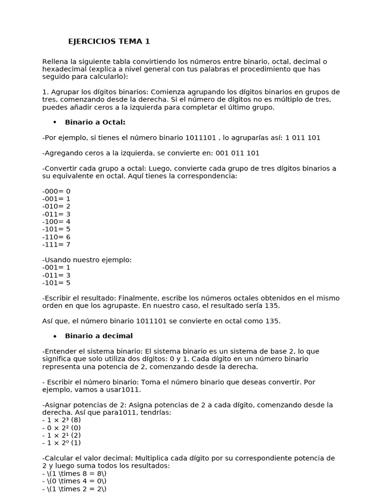 Ejercicios Tema 1 Sin Completar | PDF | Notación Matemática | Ingeniería Informática