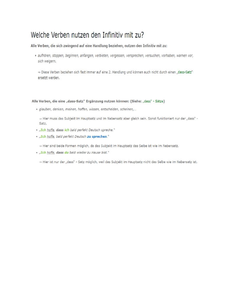 Infinitiv Mit Zu | PDF