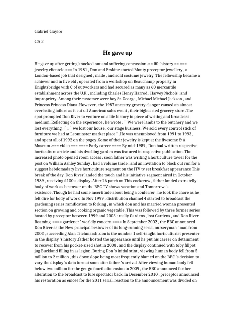 2 He gave up | PDF