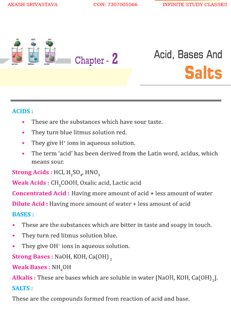 10 Sc Acid Bases and Salts Notes | PDF | Chemical Substances | Chemistry