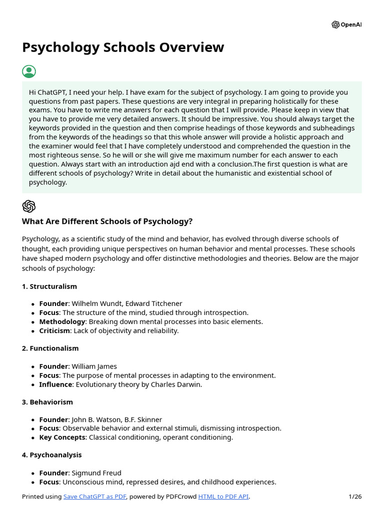 Psychology Schools Overview | PDF | Classical Conditioning | Motivational