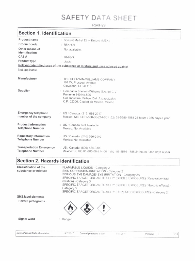 23.03.10 - MSDS - MEK | PDF