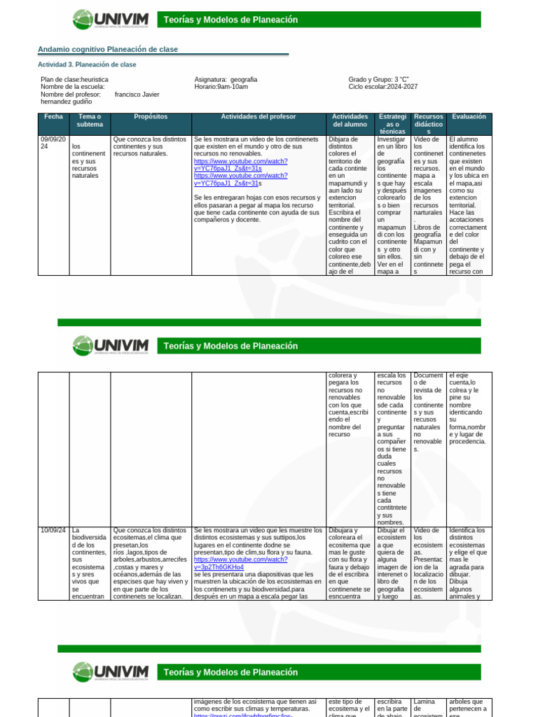 Andamio Cognitivo Planeaci N de Clase | PDF | Ciencias de la Tierra