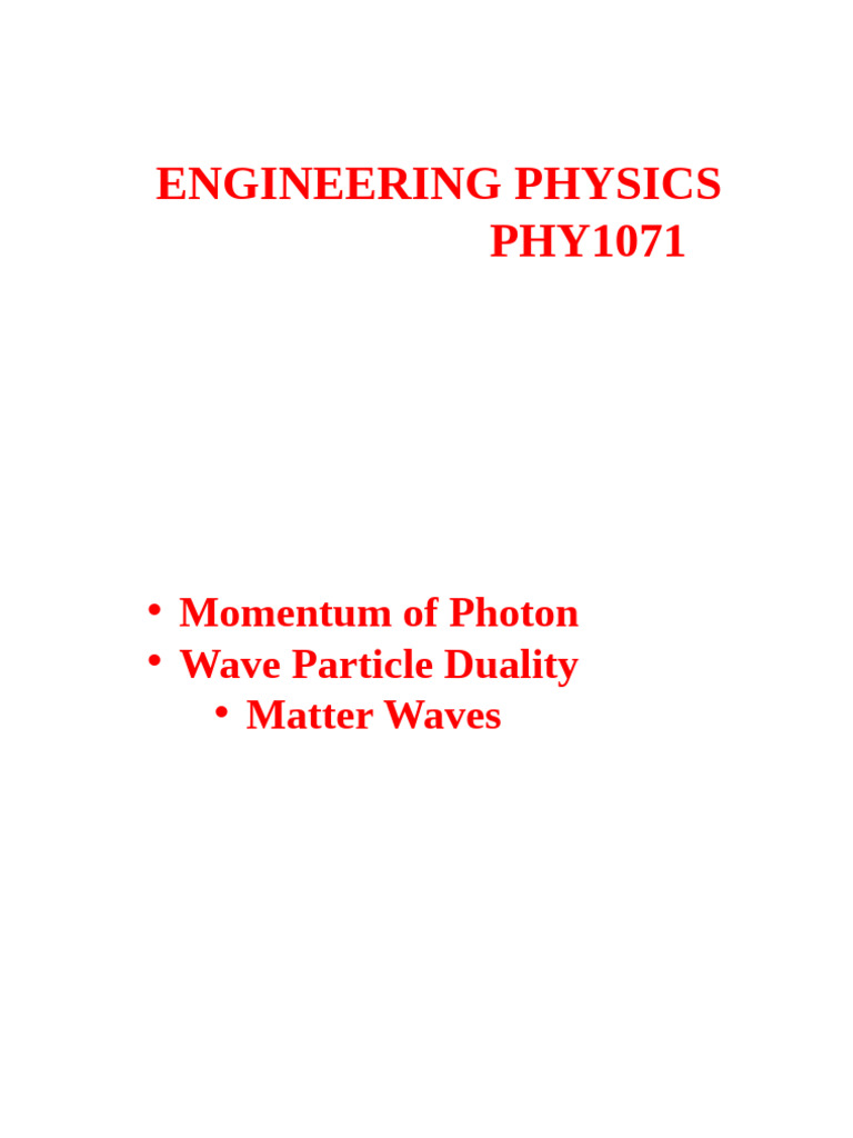 Week3 Wave Particle Duality | PDF | Photon | Wavelength
