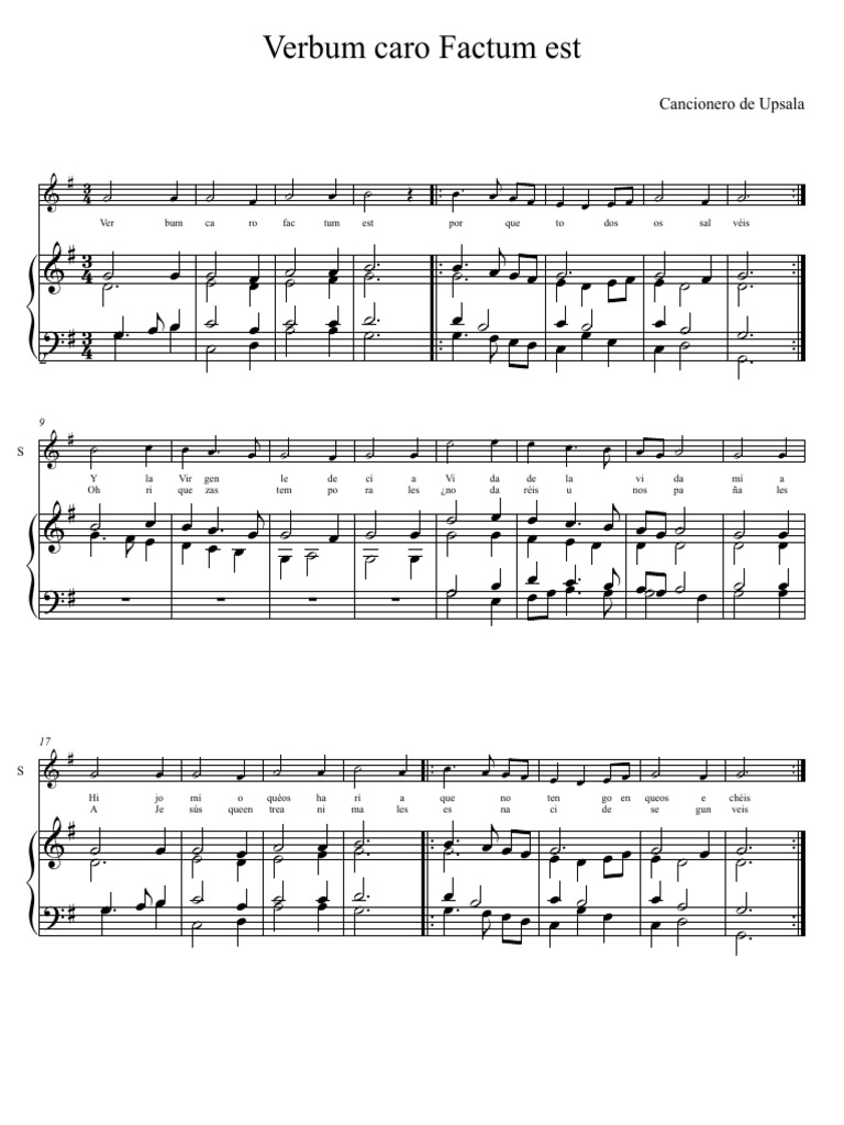 Verbum Caro Factum Est - Órgano - Partitura Completa | PDF | Collation ...