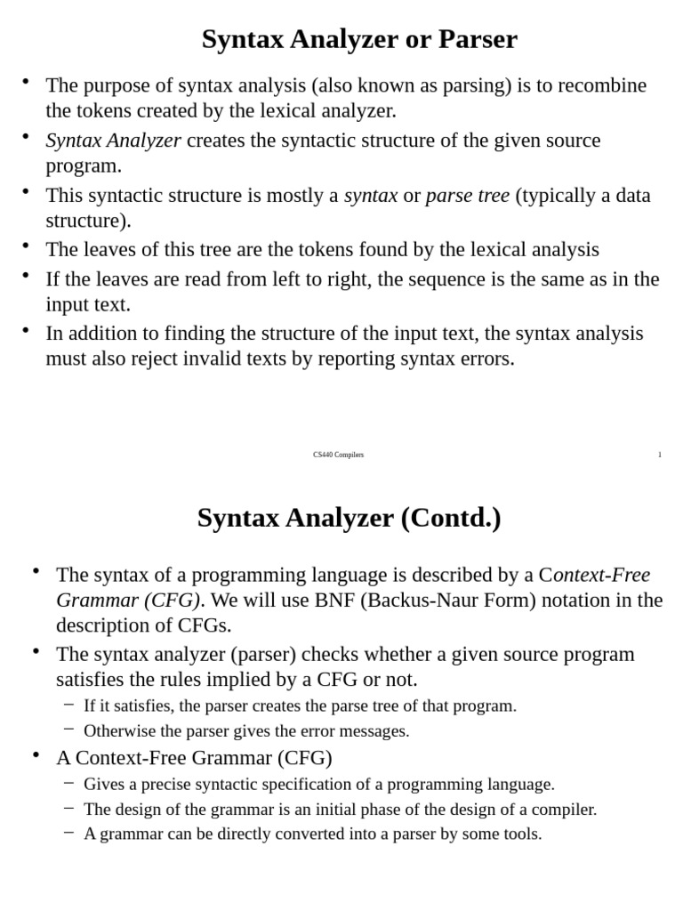 4 - Syntax Analyzer (CFG) | PDF | Parsing | Computer Programming