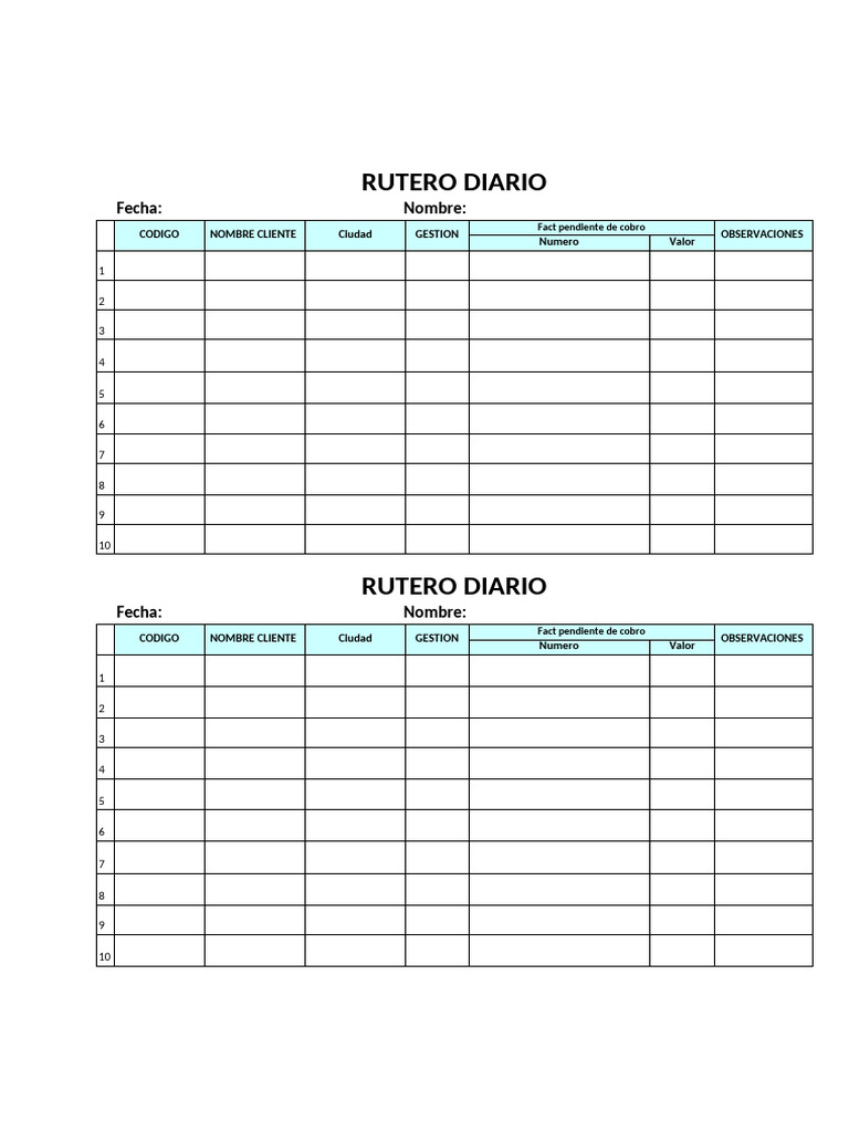 Formato de Rutero | PDF