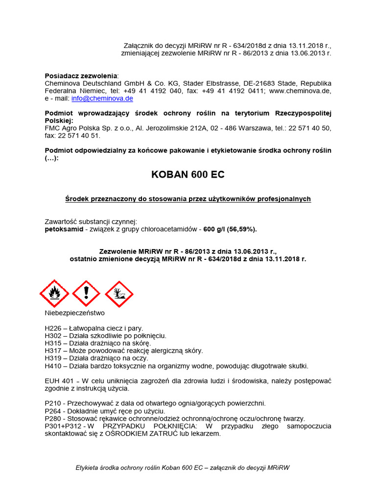 Koban 600 EC - ET 13-11-2018 | PDF