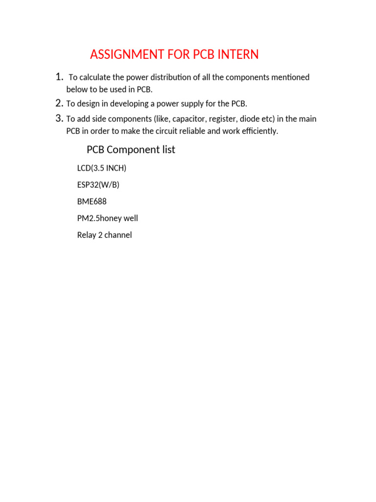 Assignment For PCB Intern | PDF