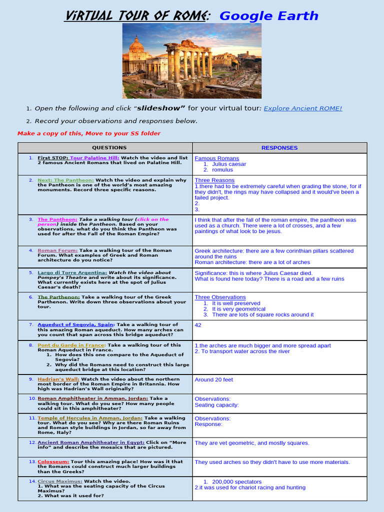 Copy of Virtual Tour of Ancient Rome | PDF | Ancient Rome | Classical ...