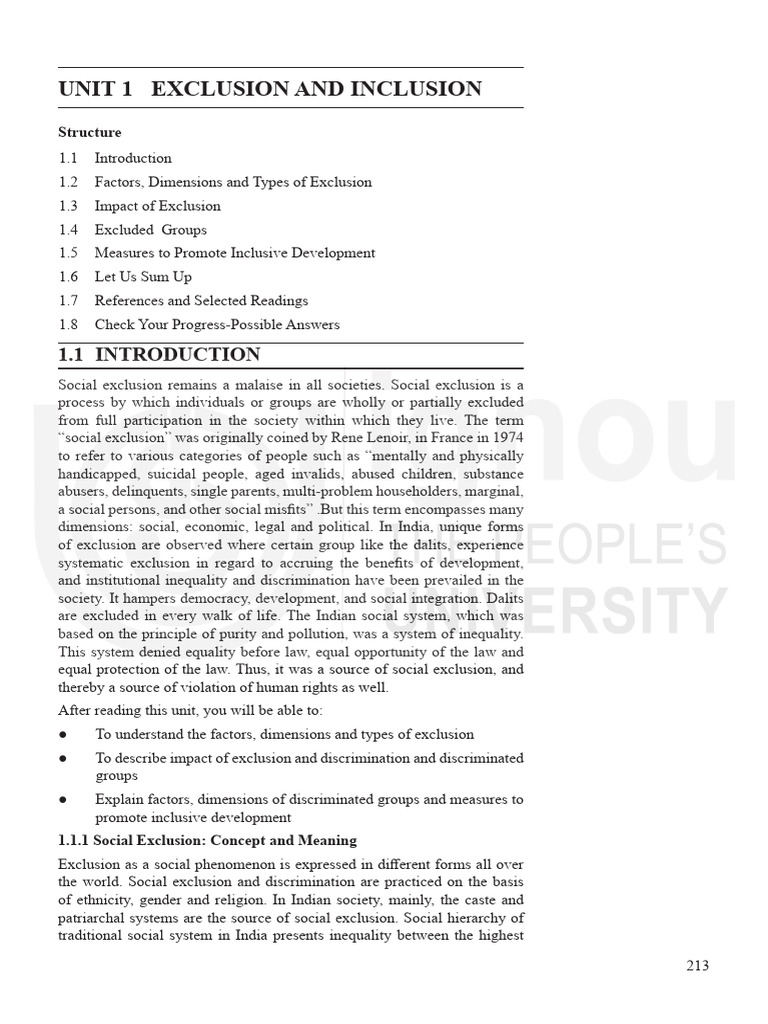 Unit-1 | PDF | Social Exclusion | Immigration