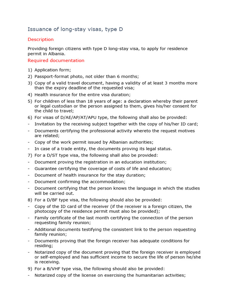 Long stay visas, type D | PDF | Travel Visa | Identity Document
