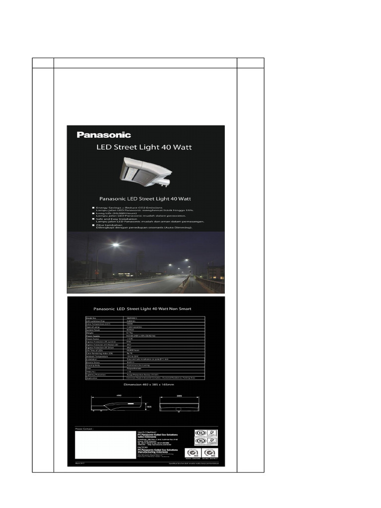 Tabel Spektek 40 Watt | PDF