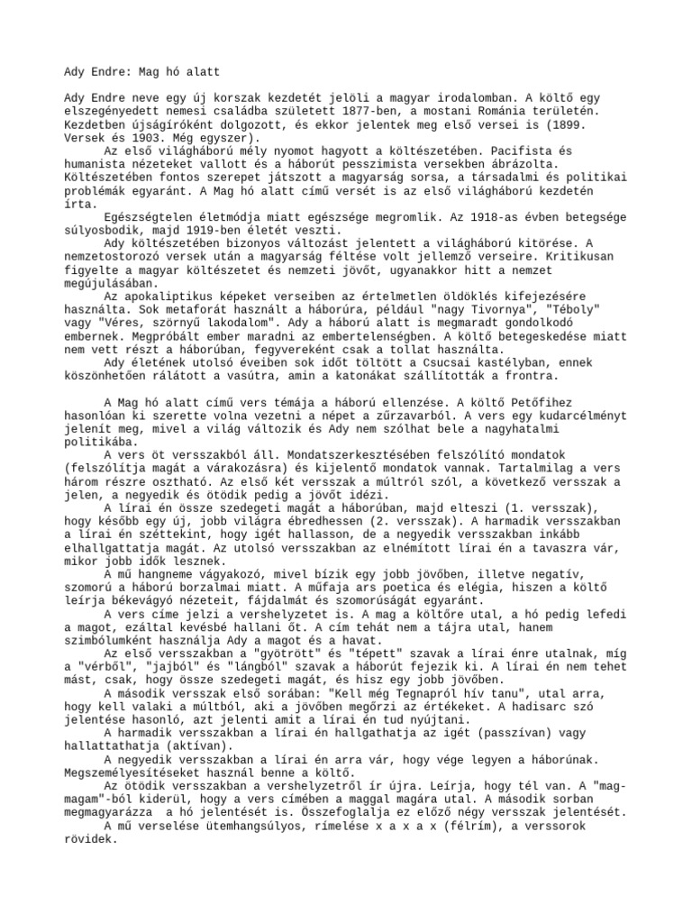Ady Endre Beadandó | PDF
