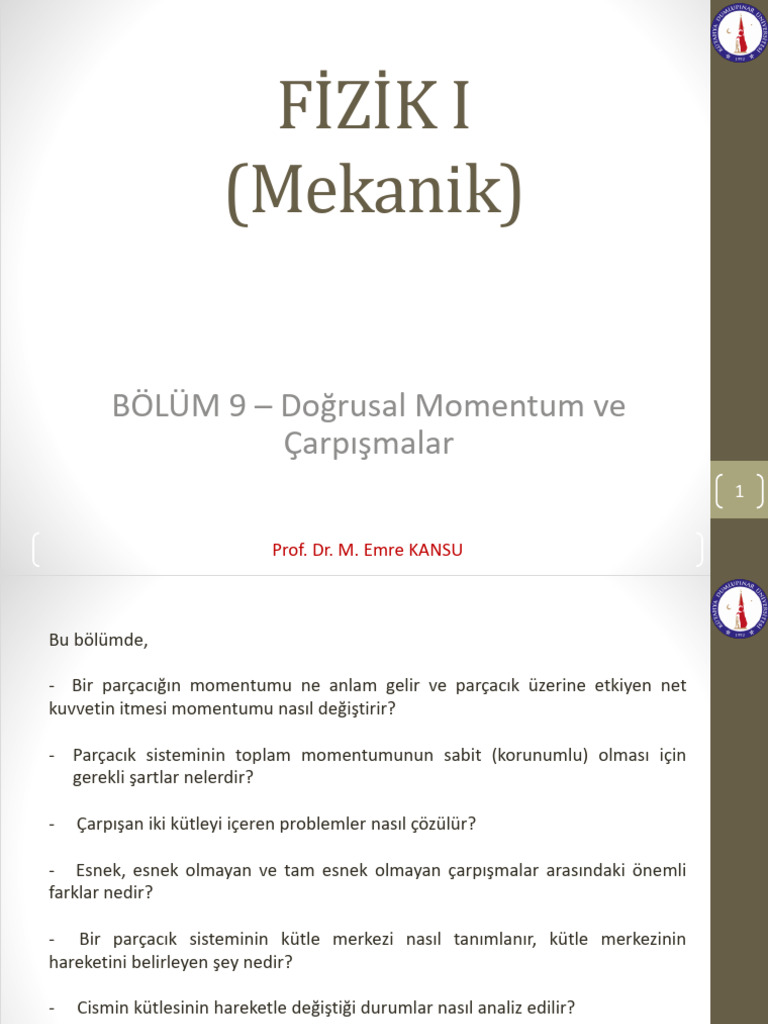 Fizik 1 Hafta 9 | PDF