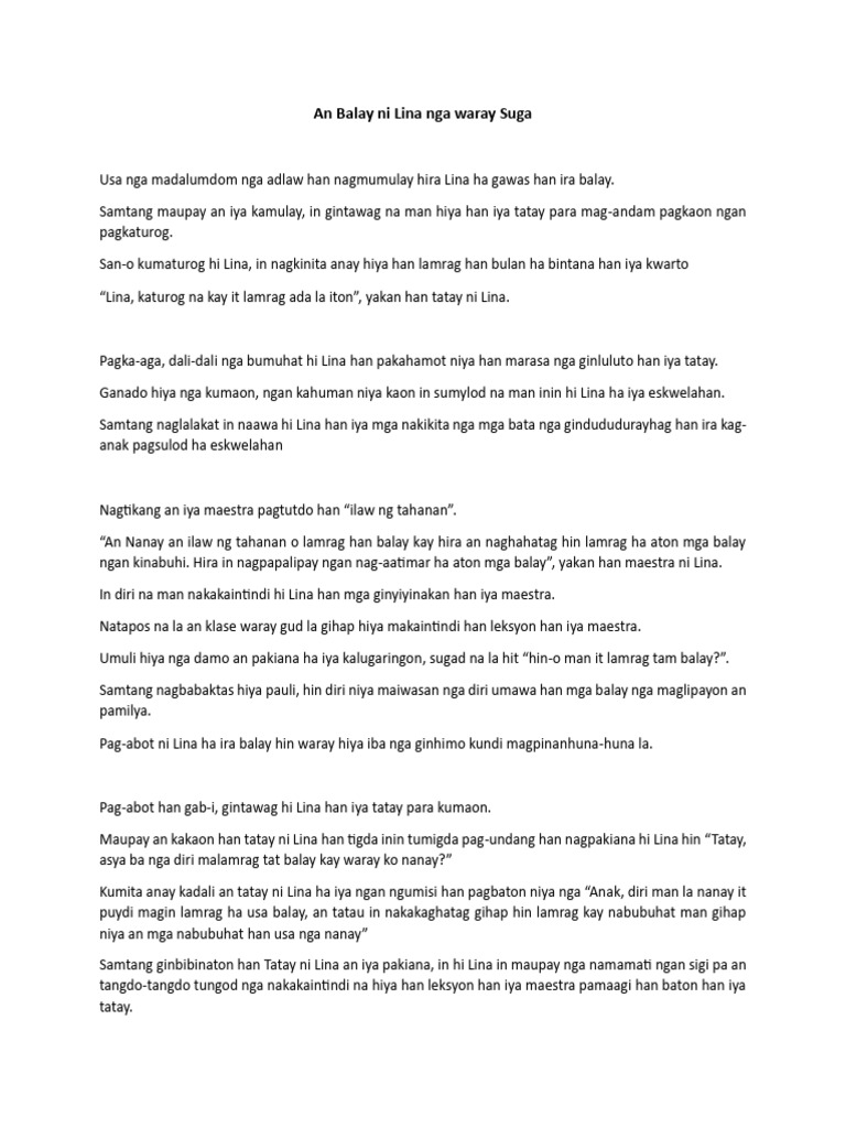 An Balay Ni Lina Nga Waray Suga | PDF