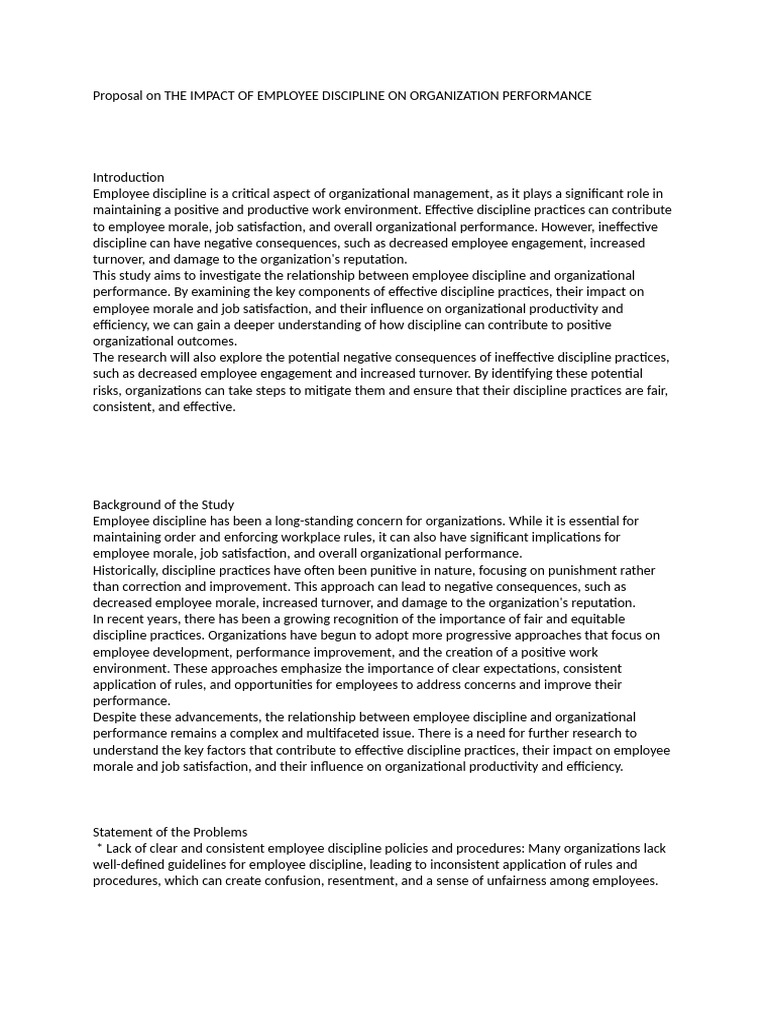 Employee Discipline's Impact on Performance | PDF | Disciplines ...