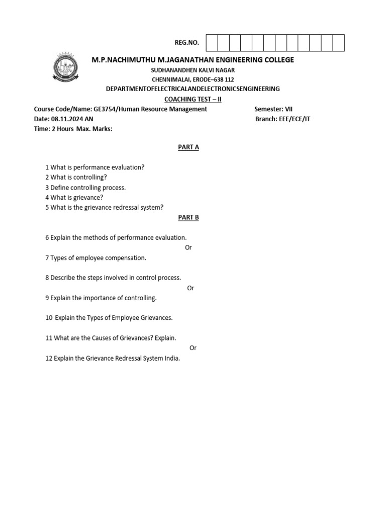 HRM Coaching Test 2 Unit 5 | PDF