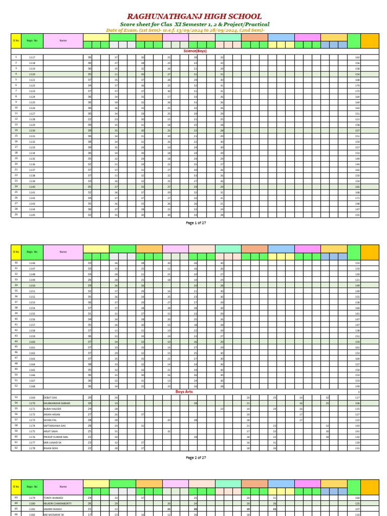 XI Result Sheet-2024-25 - Edited | PDF
