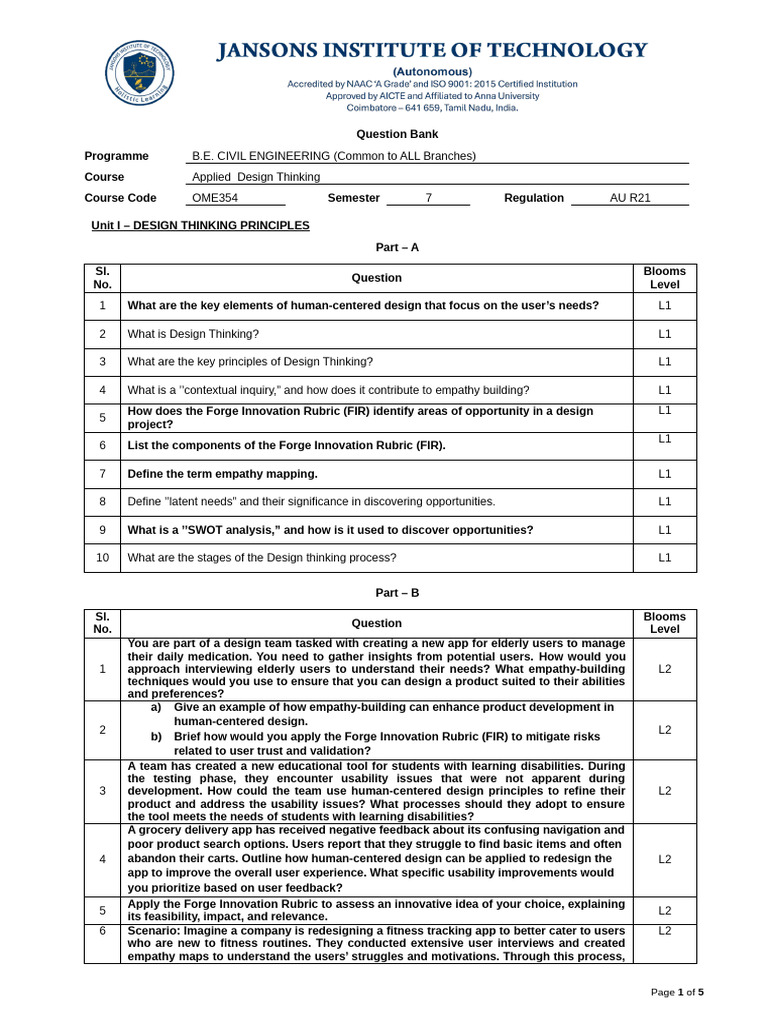 Final QB-OME354-APPLIED DESIGN THINKING | PDF | Usability | System