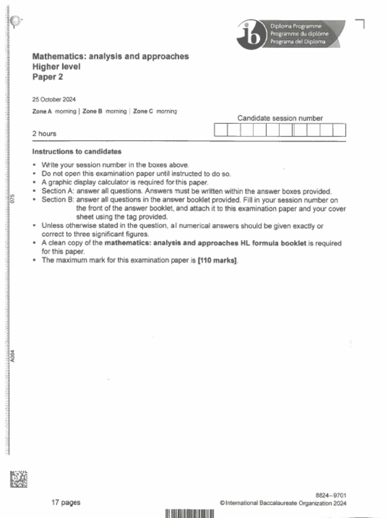 2024.2 Maths AA - Paper 2 HL | PDF