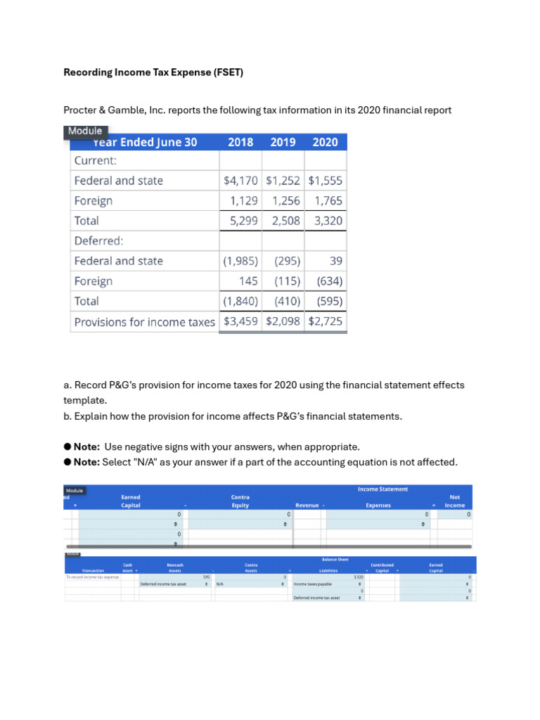 P&G 2020 Income Tax Expense Analysis | PDF