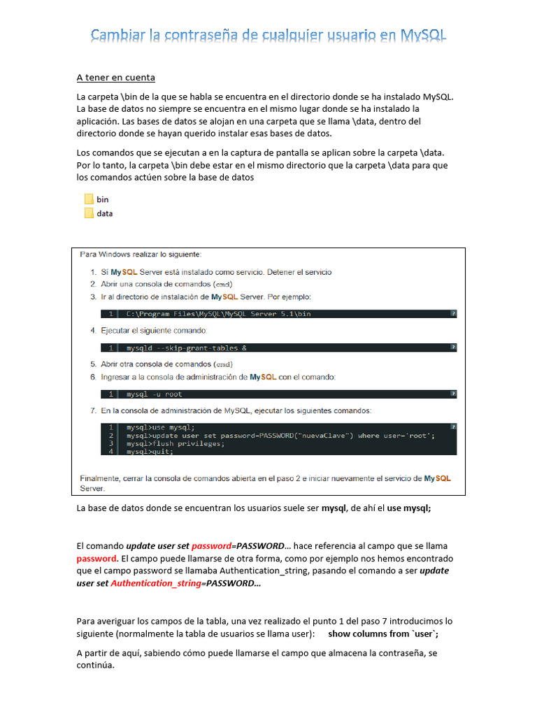 Cambio Clave Mysql | PDF