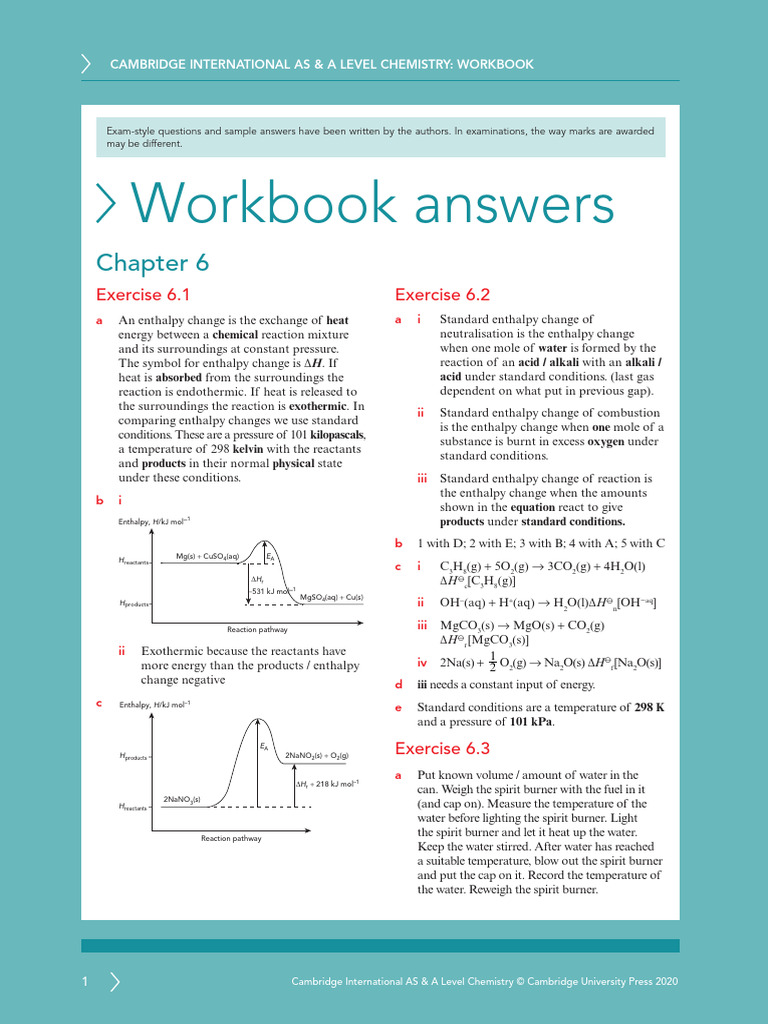 Workbook Answers Chapter 6 Asal Chemistry | PDF | Chemical Reactions ...