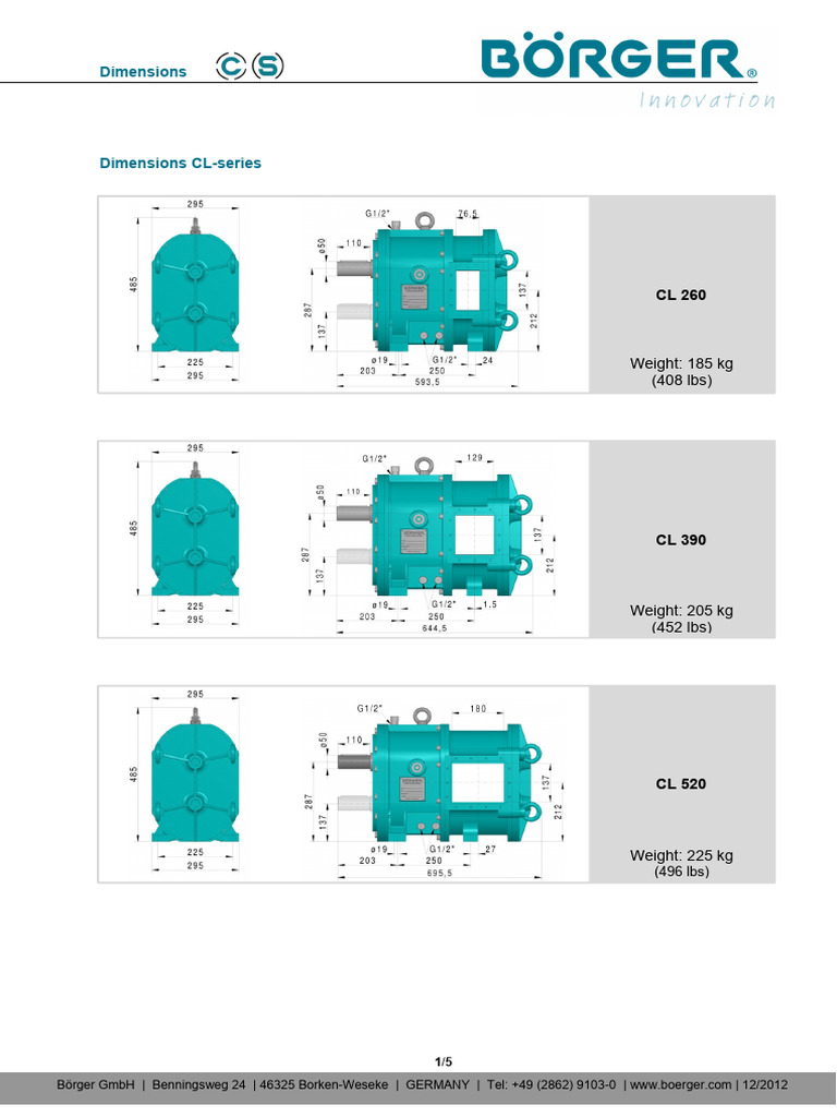 CL Series Weight and Dimensions Overview | PDF | Engineering Tolerance