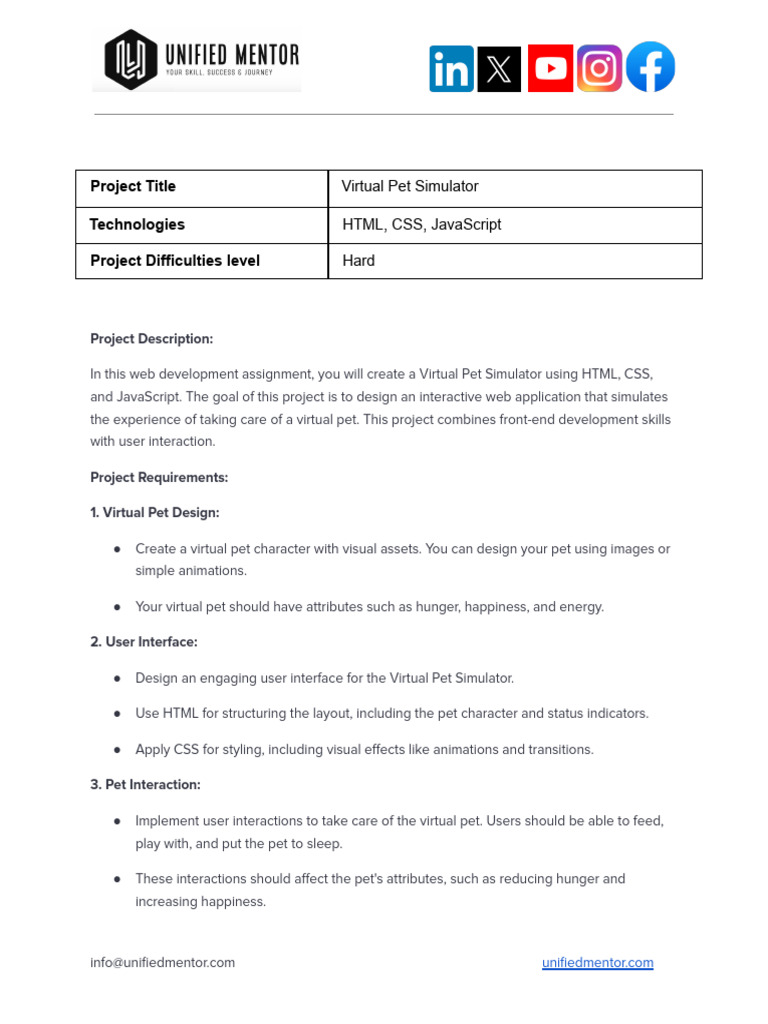 Virtual Pet Simulator | PDF | Html | Simulation