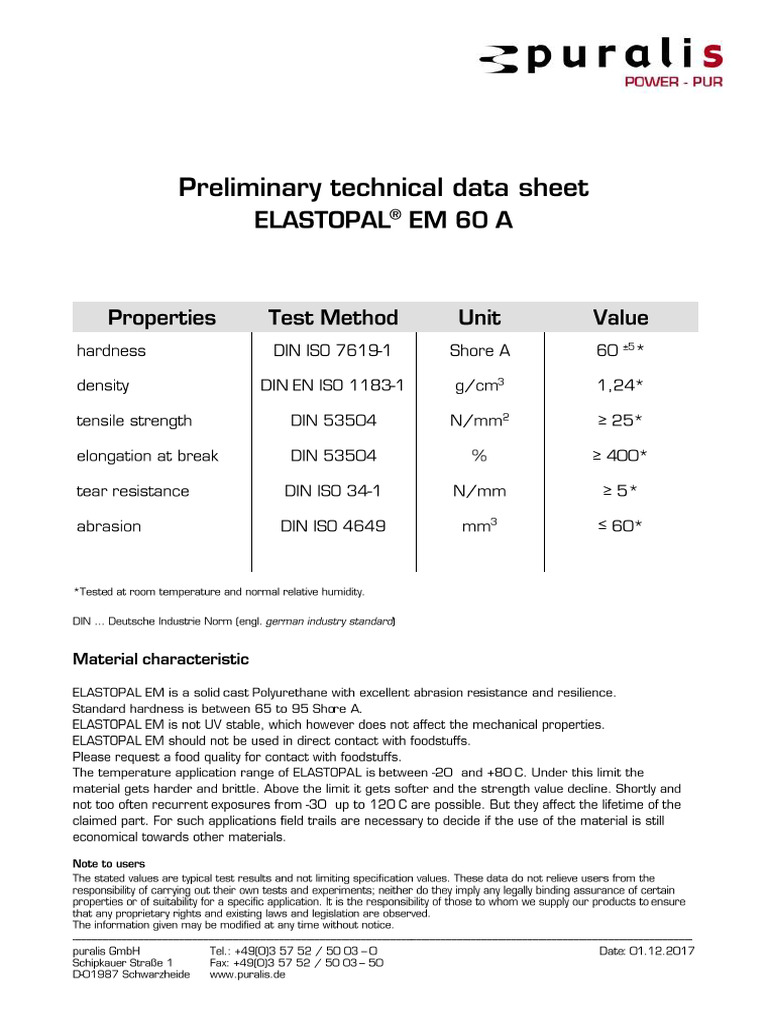 Elastopal EM 60A - Preliminary Data Sheet | PDF