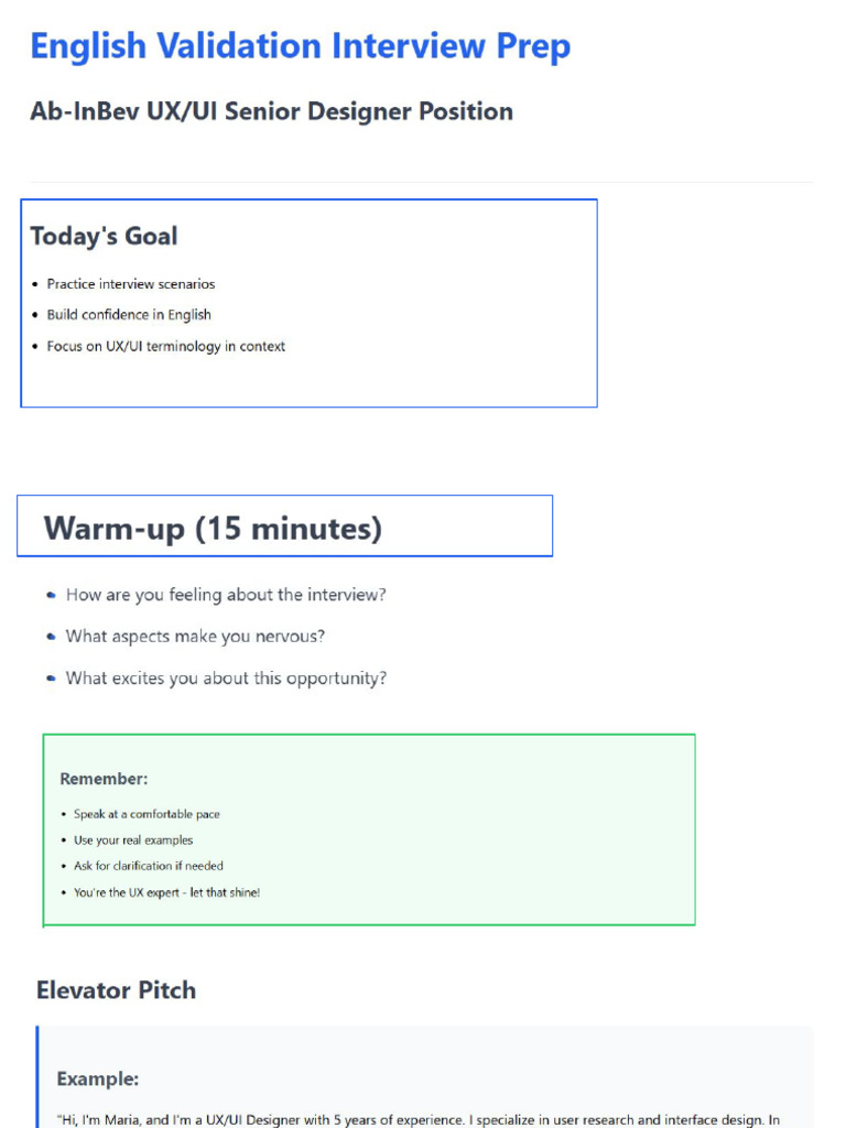 English Validation Interview Prep | PDF