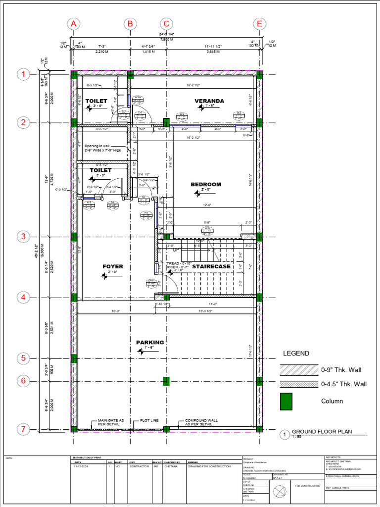 CP.A.2.1 - Ground Floor Working Drawing | PDF | Stairs | Architectural Elements