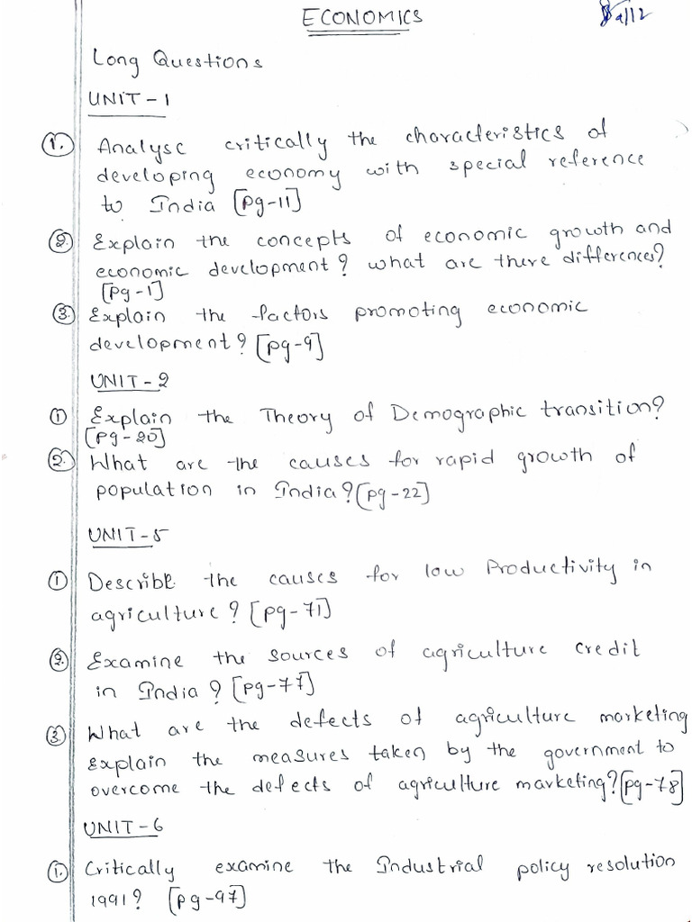 SR MEC Economics Important Questions List | PDF