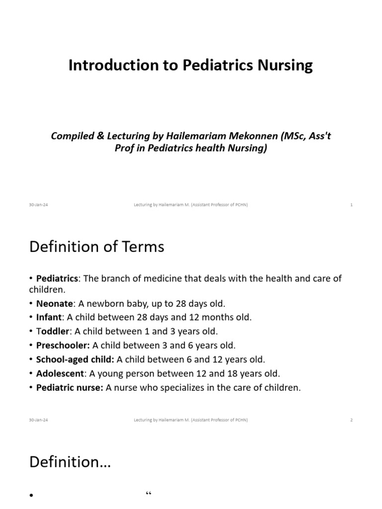 Introduction to Pediatric Nursing | PDF | Pediatrics | Infants