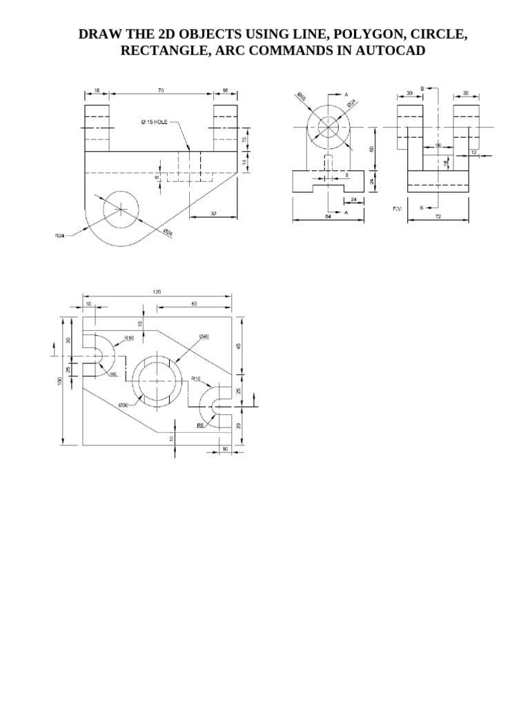 EX NO 03 Drawing 2D Object Using Line, Polygon, Circle, Rectangle, Arc Commands | PDF