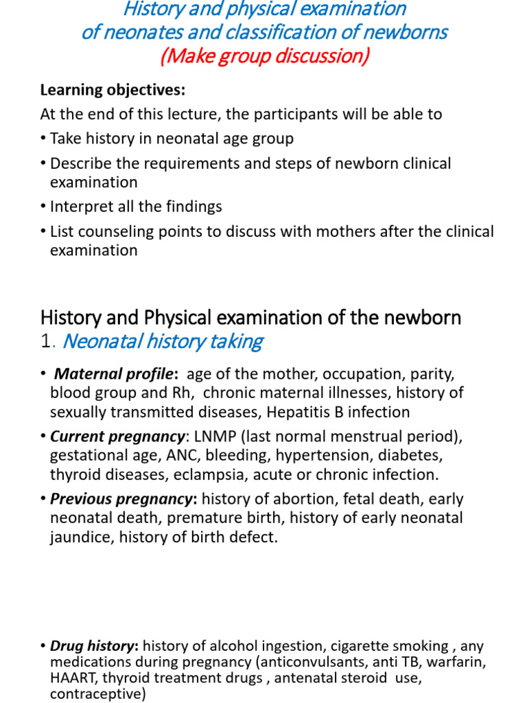2. History and Physical Examination of NewBorn | PDF | Pregnancy ...