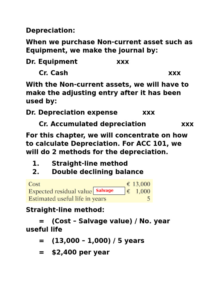 Depreciation Methods for ACC 101 | PDF | Depreciation | Book Value