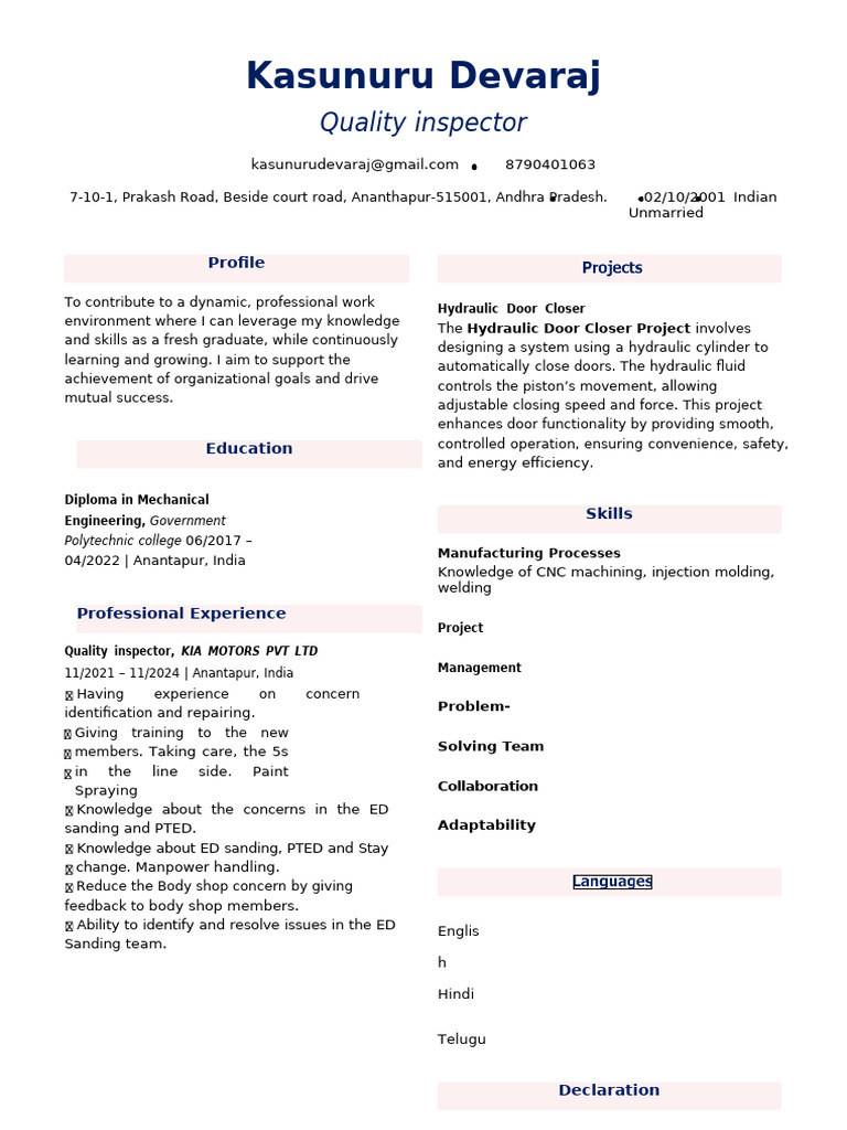 K.Devaraj-CV-Resume[1] | PDF