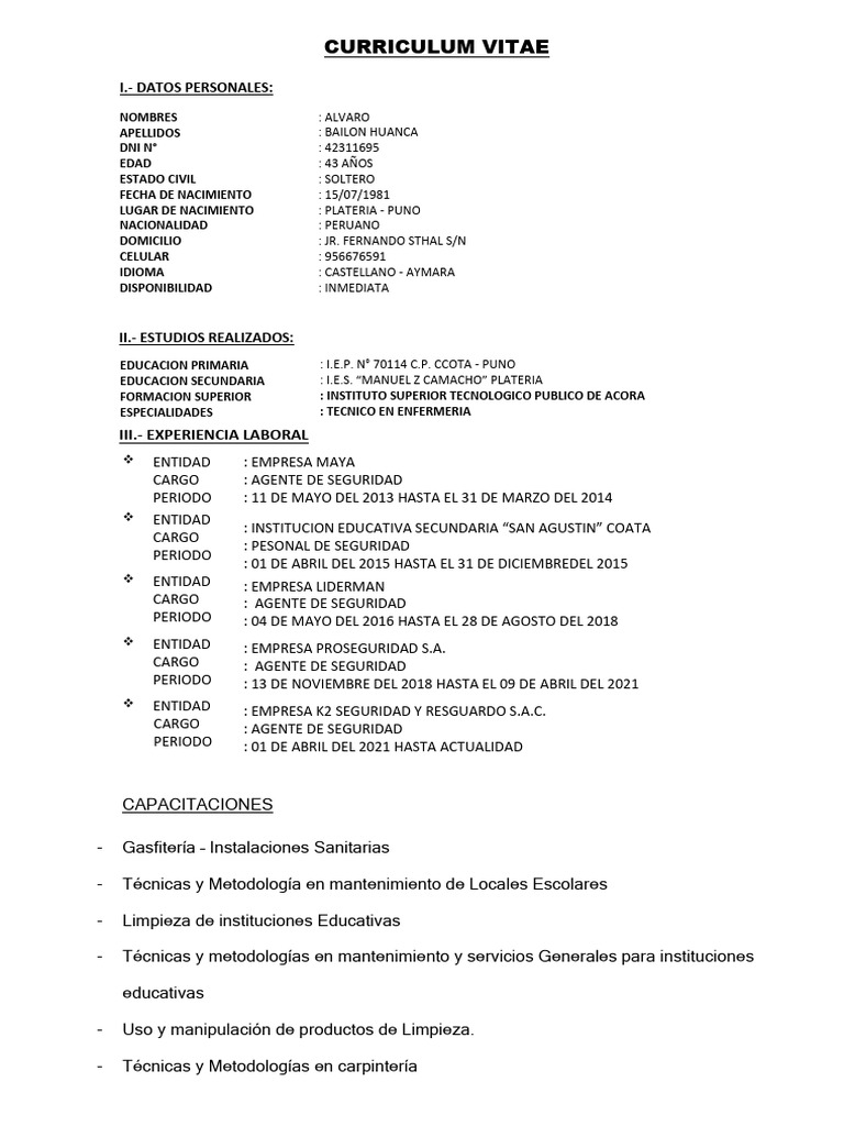 CURRICULUM VITAE Alvaro Bailon | PDF