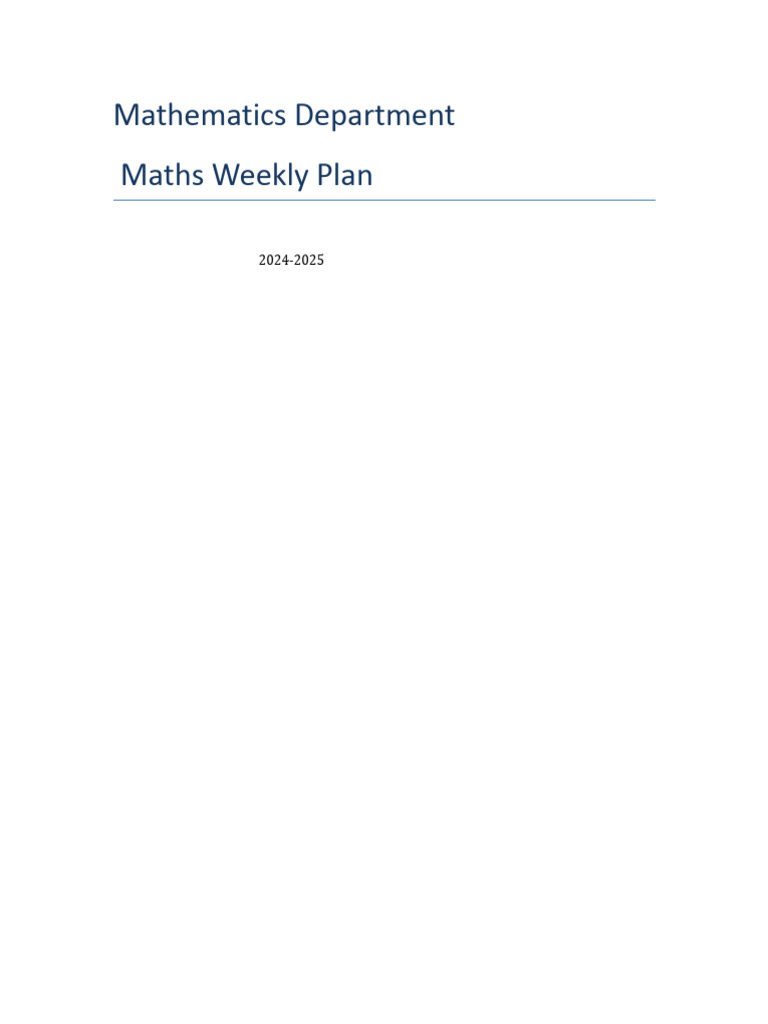 Mathematics Lesson Plan 2024-2025 | PDF | Mathematics